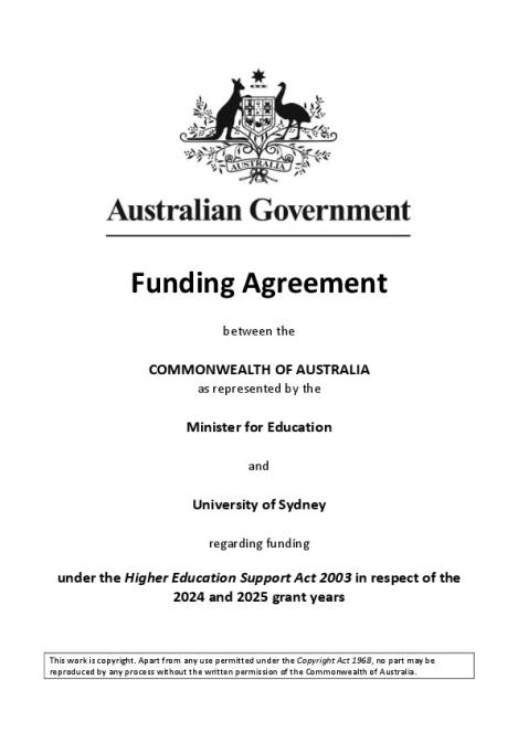 University of Sydney CGS Funding Agreement 2024-25 - Department of ...