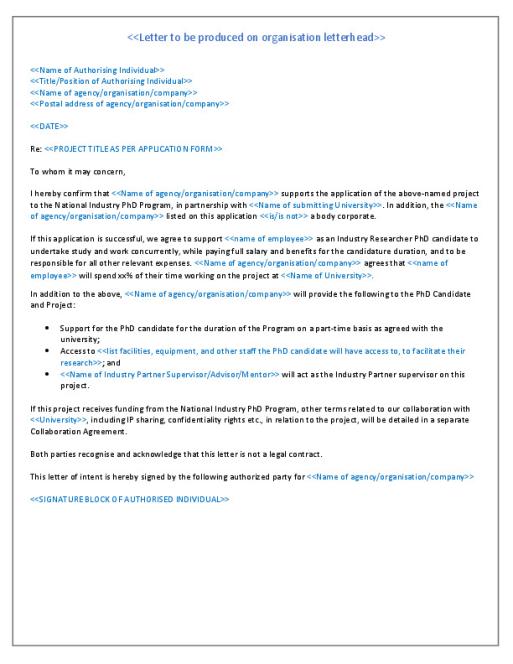 National Industry PhD Program – Collaborative Agreement Template ...